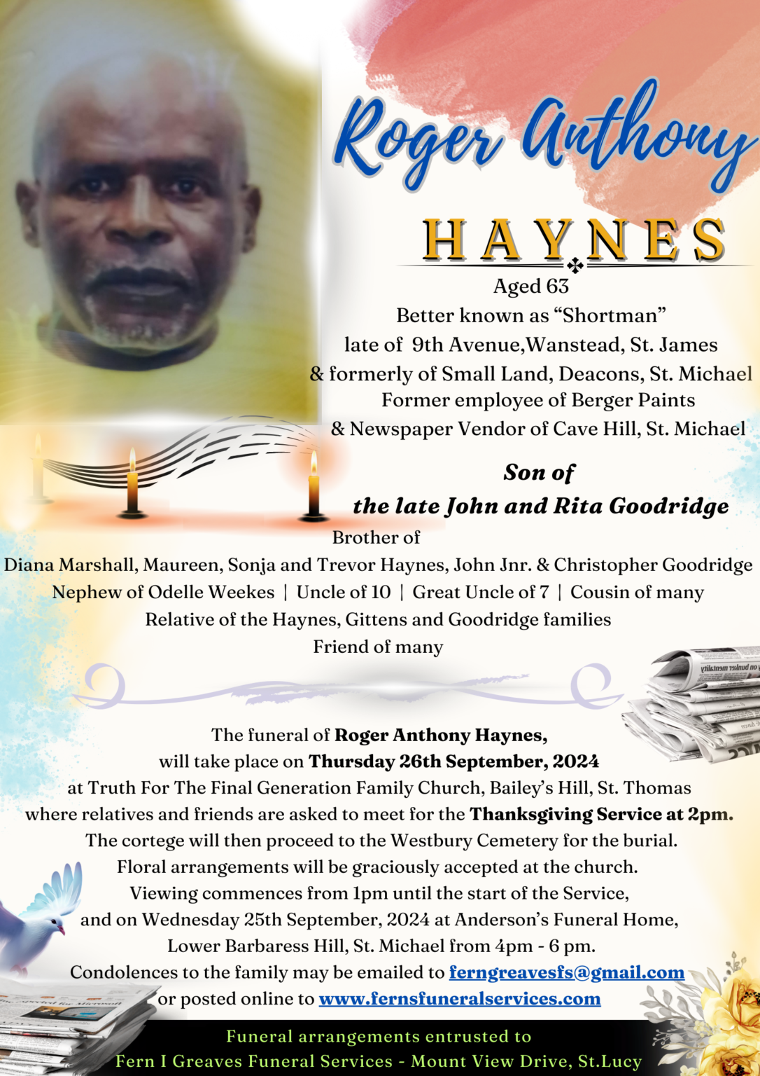 Announcements | Obits – Fern I. Greaves Funeral Services