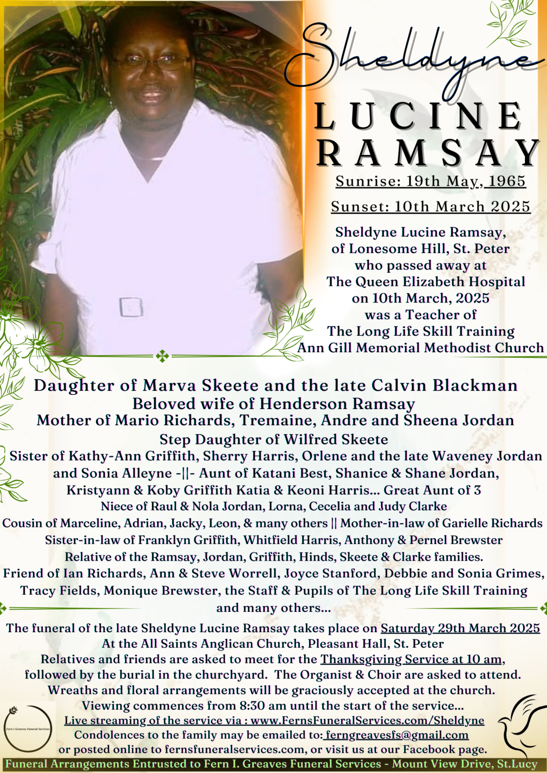 Announcements | Obits – Fern I. Greaves Funeral Services