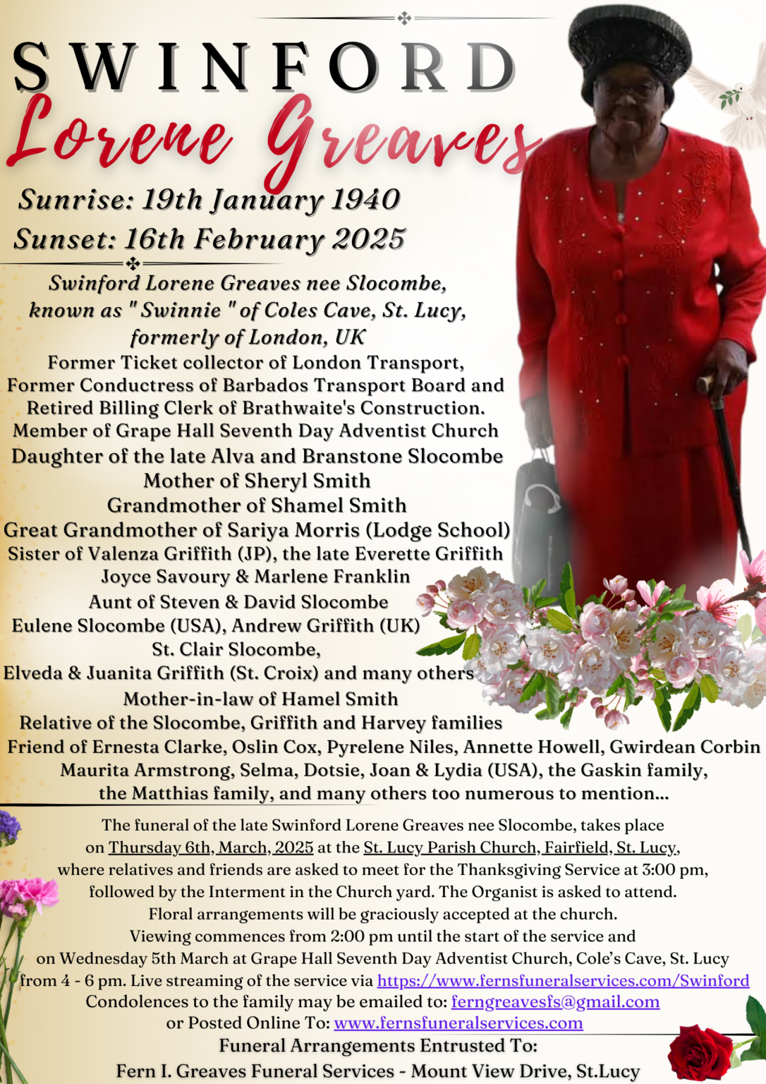 Announcements | Obits – Fern I. Greaves Funeral Services