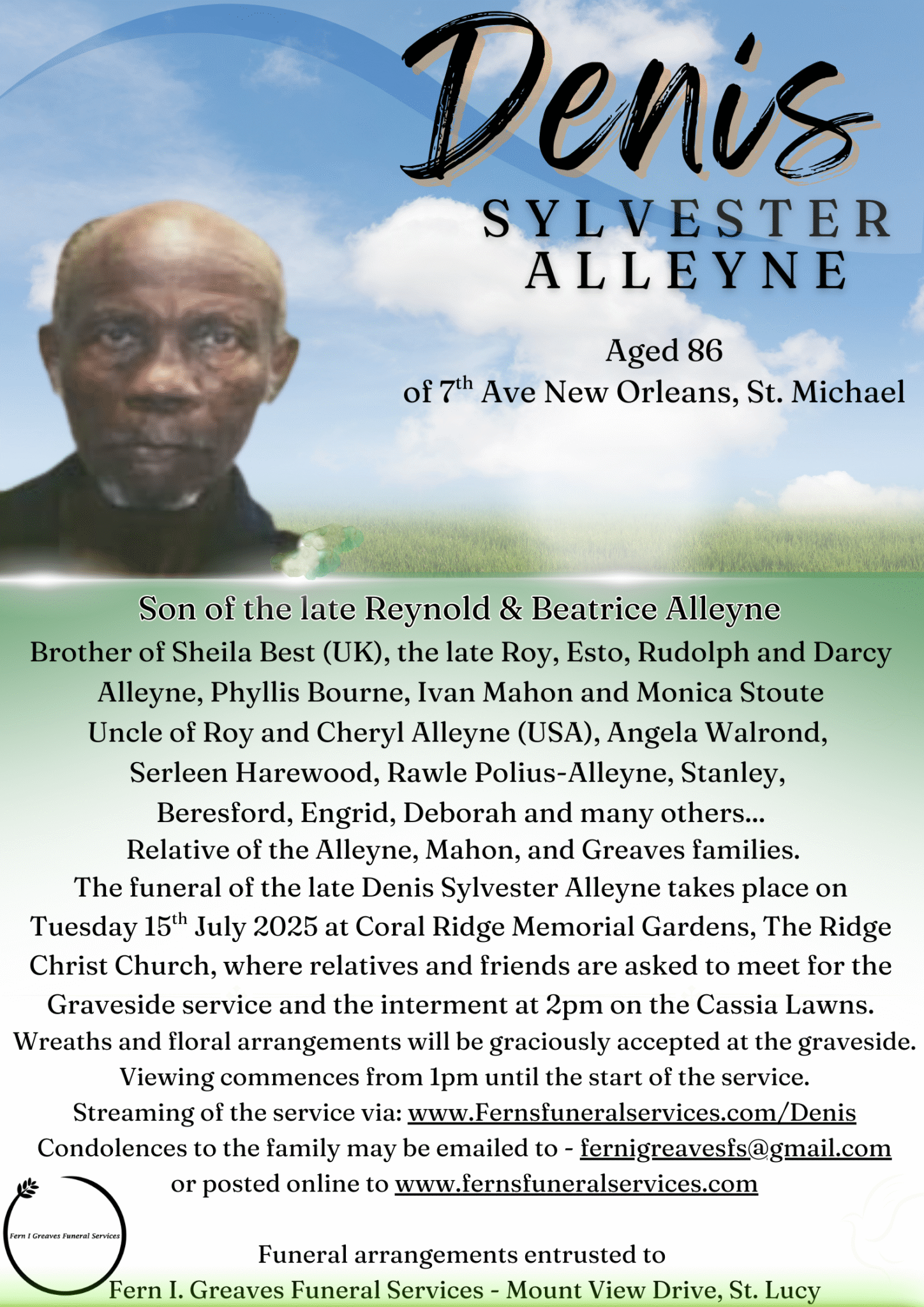 Announcements | Obits – Fern I. Greaves Funeral Services