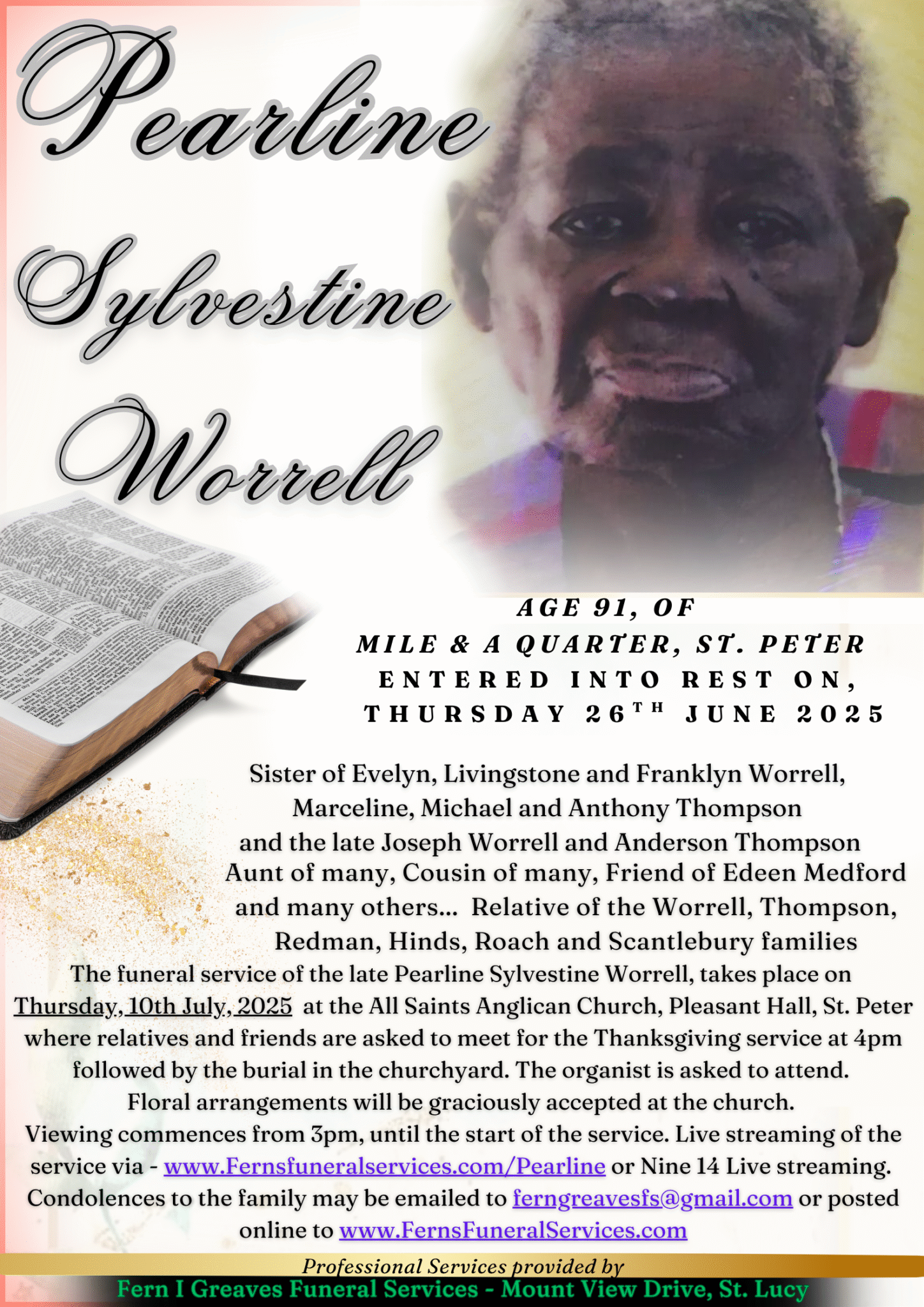 Announcements | Obits – Fern I. Greaves Funeral Services